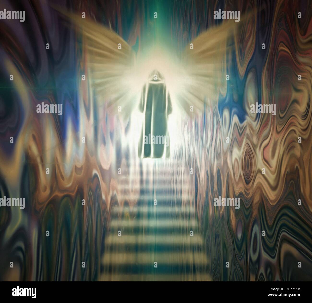 White monk and wings. 3D rendering Stock Photo - Alamy
