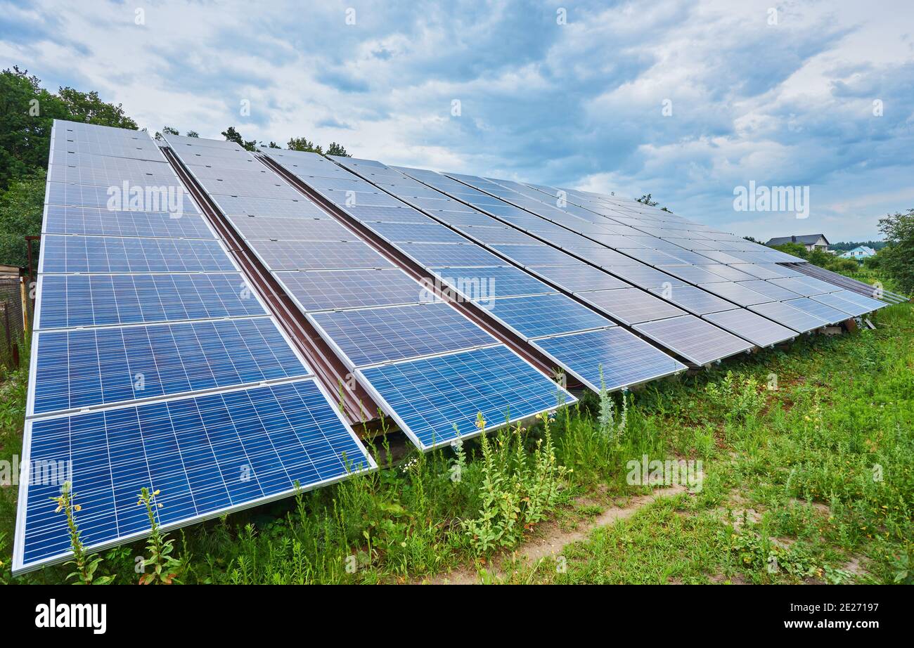 Close up solar photovoltaic panels. Technology for renewable energy ...