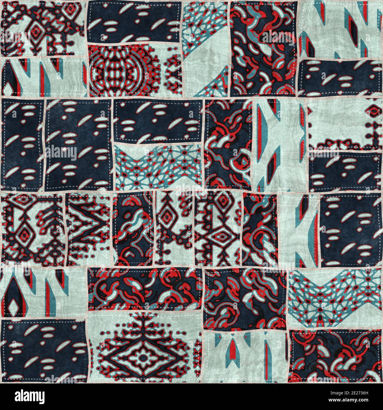 Seamless patchwork collage mix quilt pattern print Stock Photo - Alamy