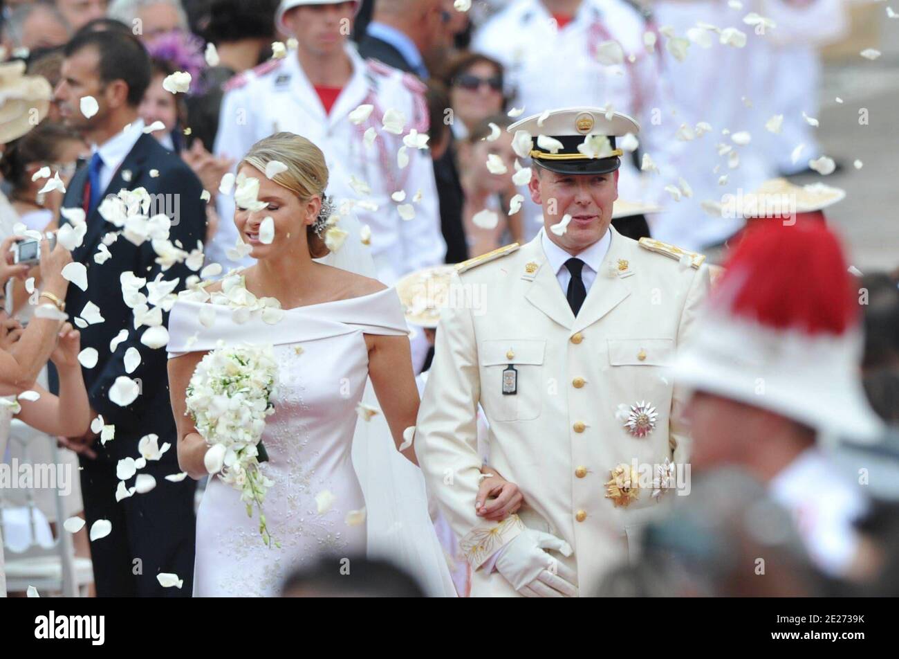 Prince Albert II of Monaco and Princess Charlene exit the Prince's ...