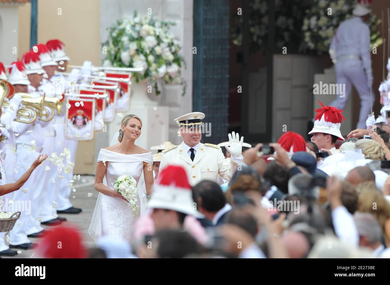Prince Albert II of Monaco and Princess Charlene exit the Prince's ...