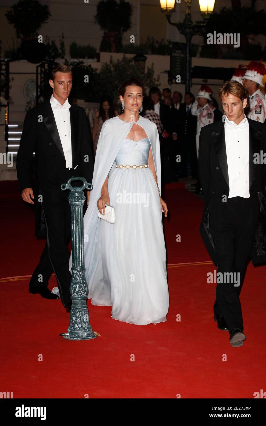 Pierre, Charlotte and Andrea Casiraghi arriving for the official dinner ...
