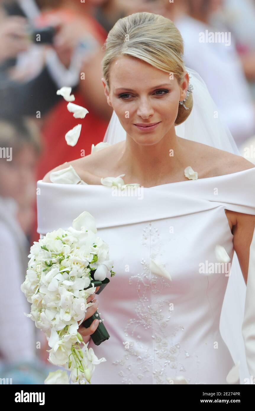 Prince Albert II of Monaco and Princess Charlene exit the Prince's ...