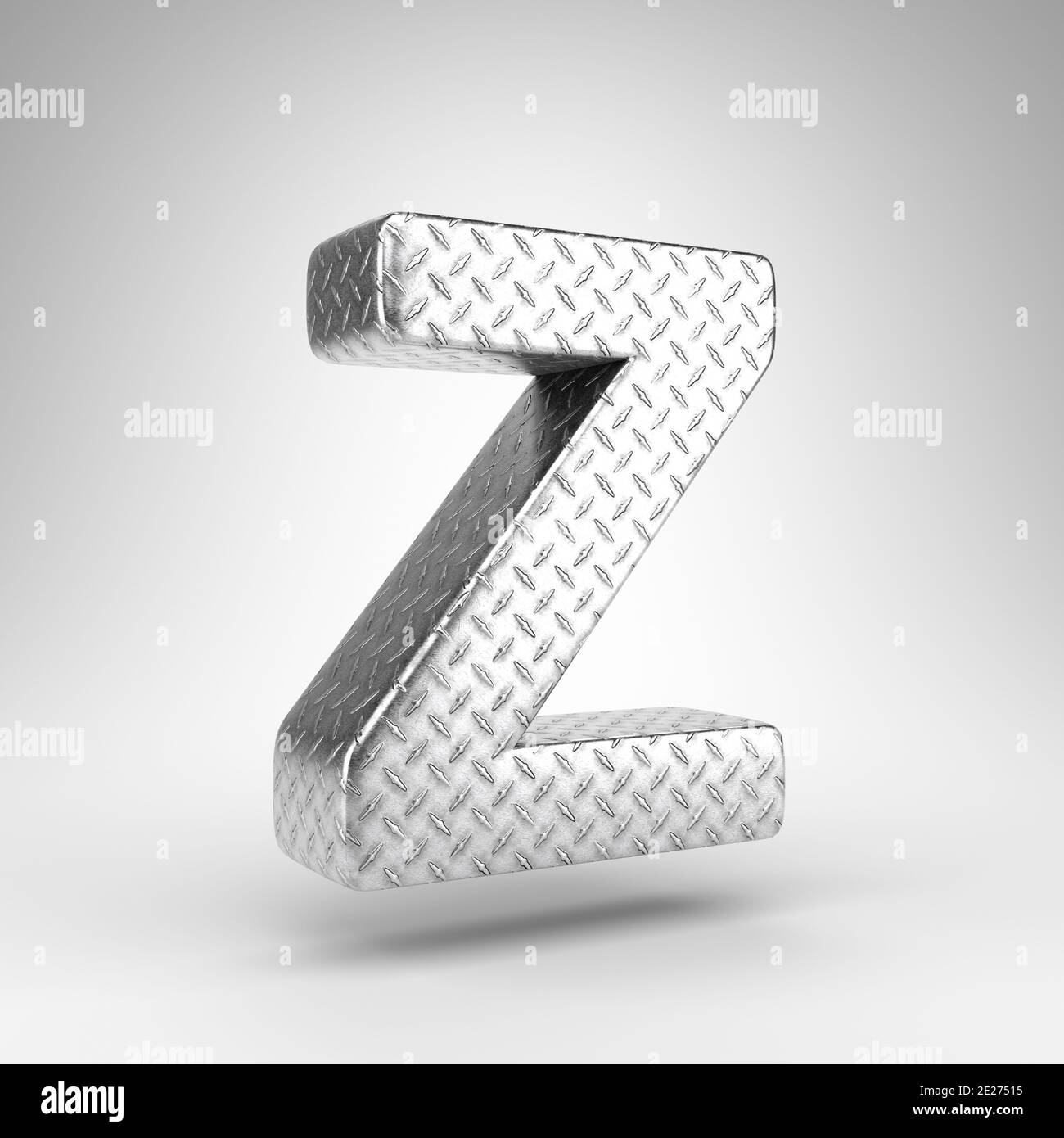 Letter Z uppercase on white background. Aluminium 3D rendered font with ...