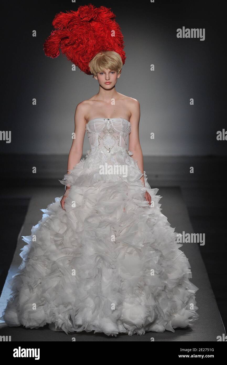 A model displays a creation designed by Christophe Josse for his Fall ...