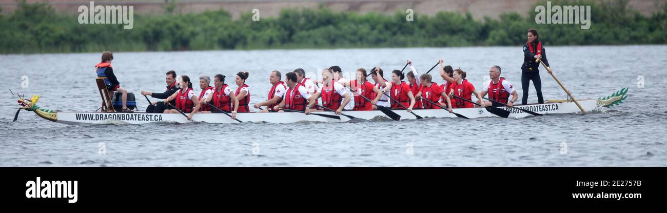 Catherine, Duchess of Cambridge rows in a dragon boat across Dalvay ...