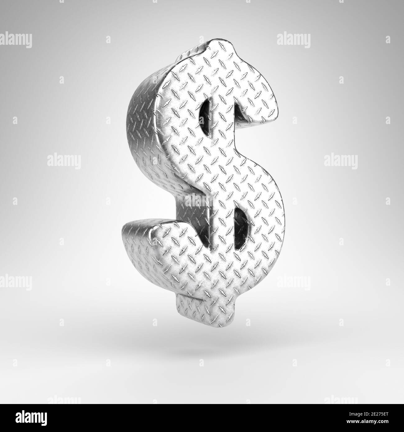 Dollar symbol on white background. Aluminium 3D rendered sign with ...