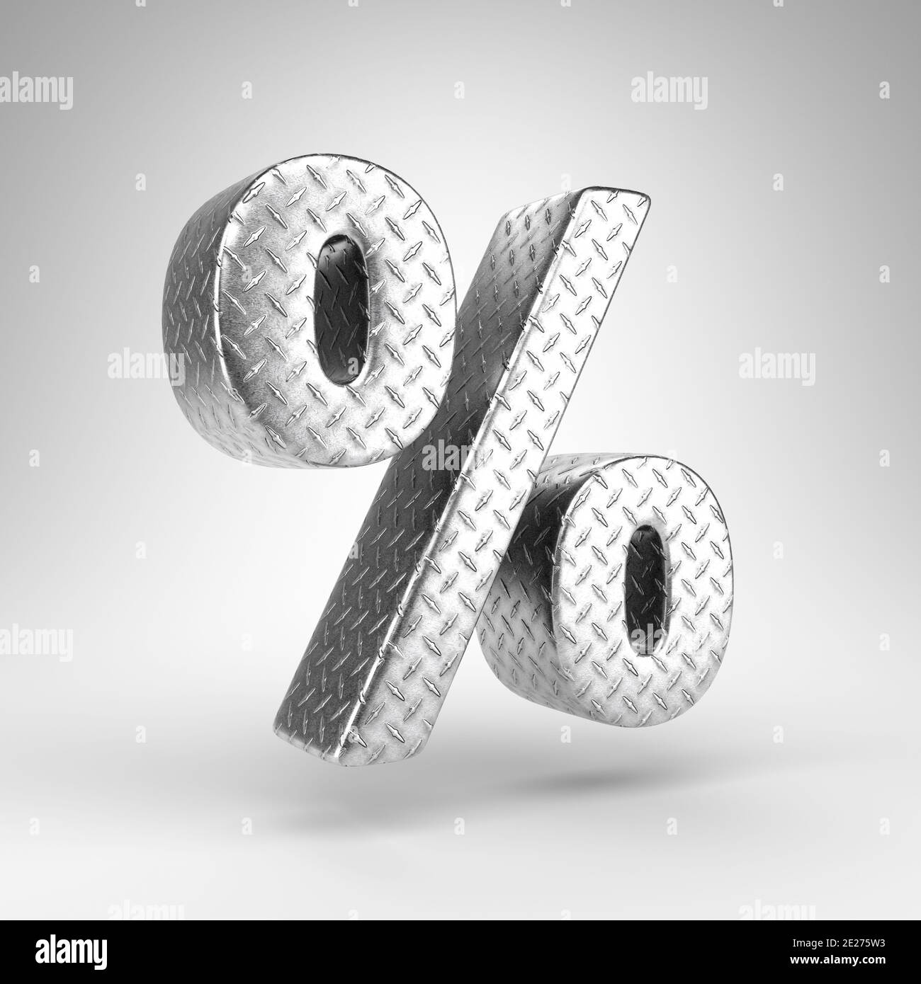 Percent symbol on white background. Aluminium 3D rendered sign with ...
