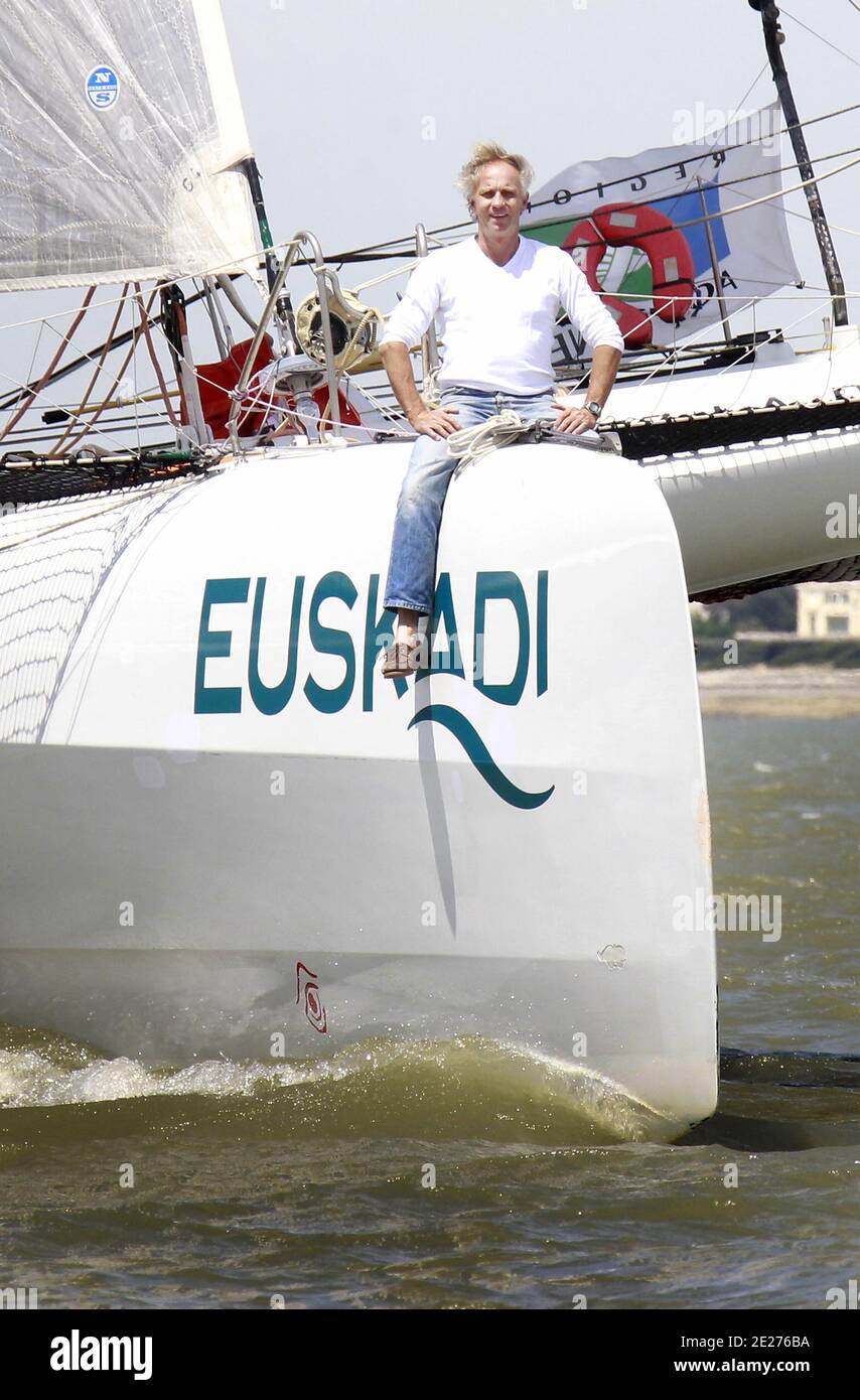 EXCLUSIVE - French skipper Philippe Monnet pictured on his boat at Port ...
