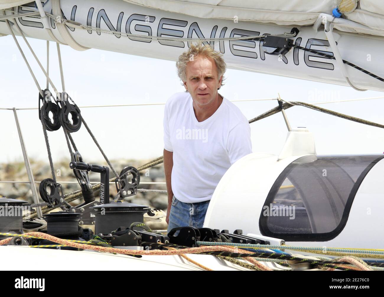 EXCLUSIVE - French skipper Philippe Monnet pictured on his boat at Port ...