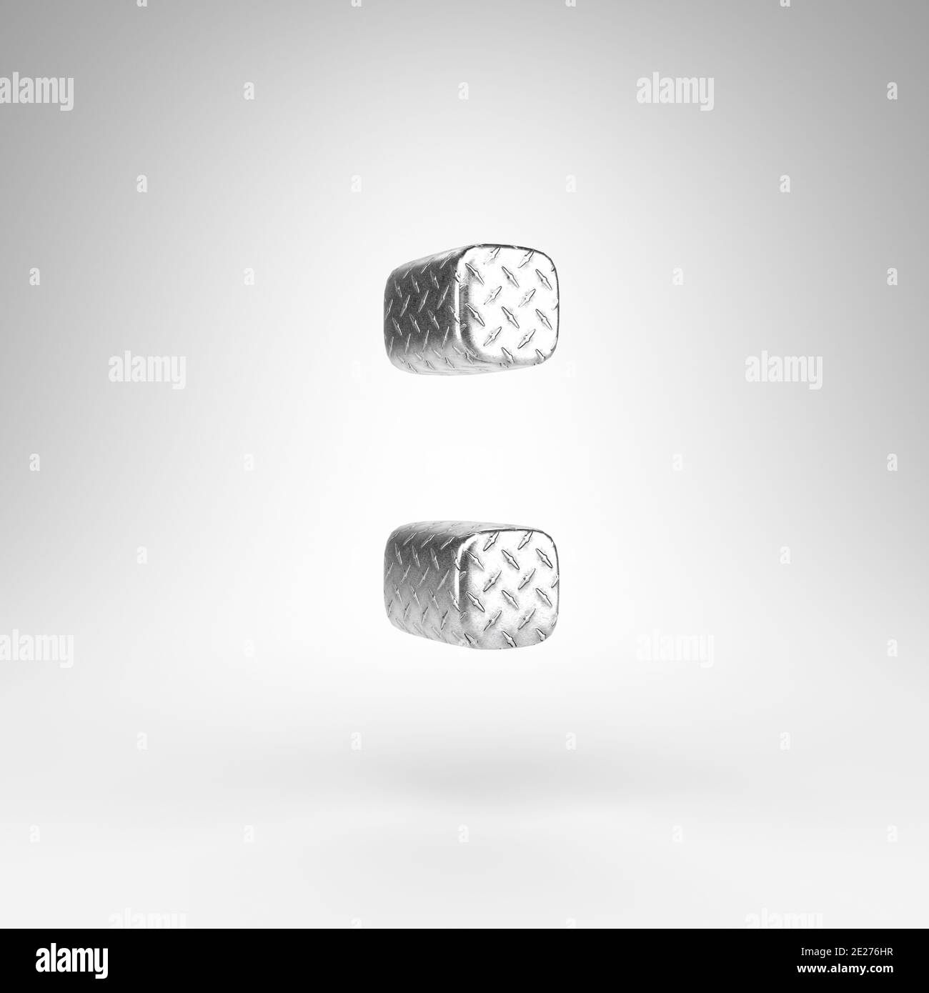 Colon symbol on white background. Aluminium 3D rendered sign with ...