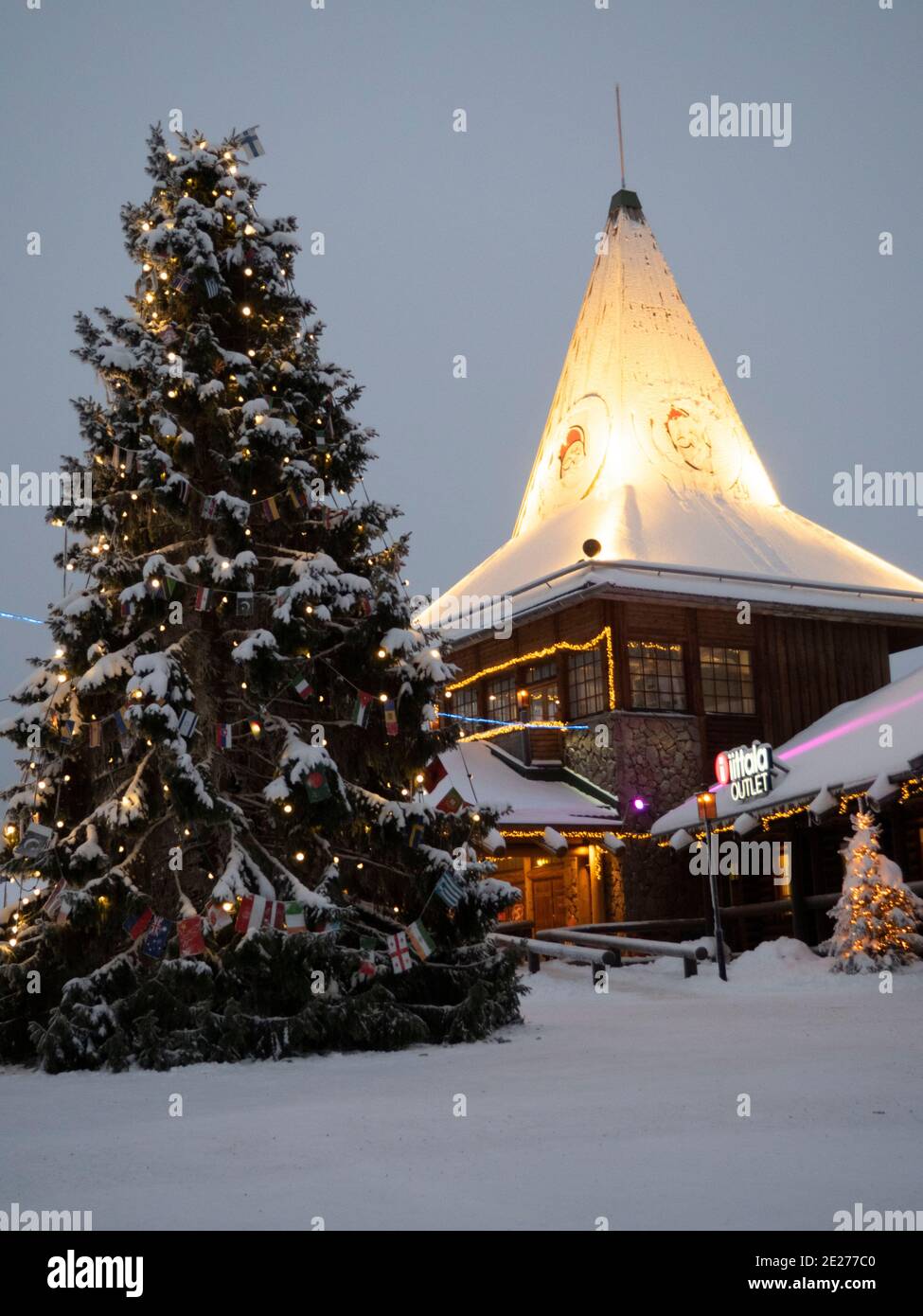 Santa Claus Village. Rovaniemi, Finland, Arctic Circle Stock Photo - Alamy
