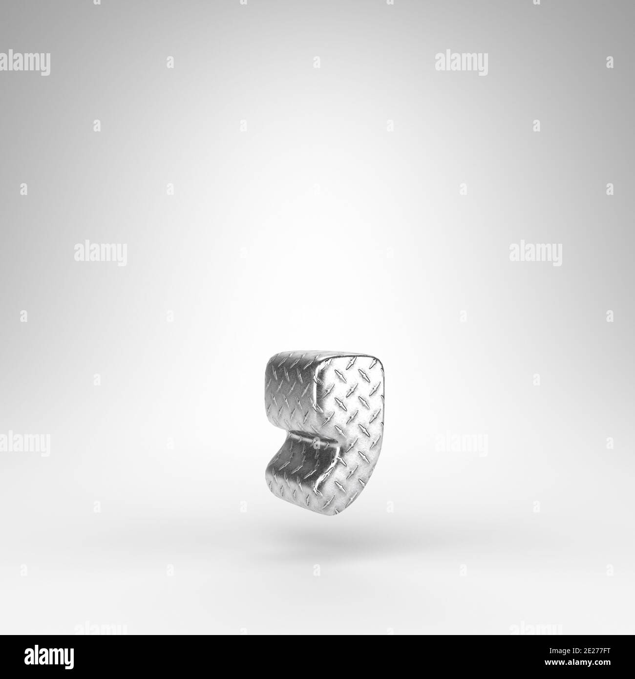 Coma symbol on white background. Aluminium 3D rendered sign with ...