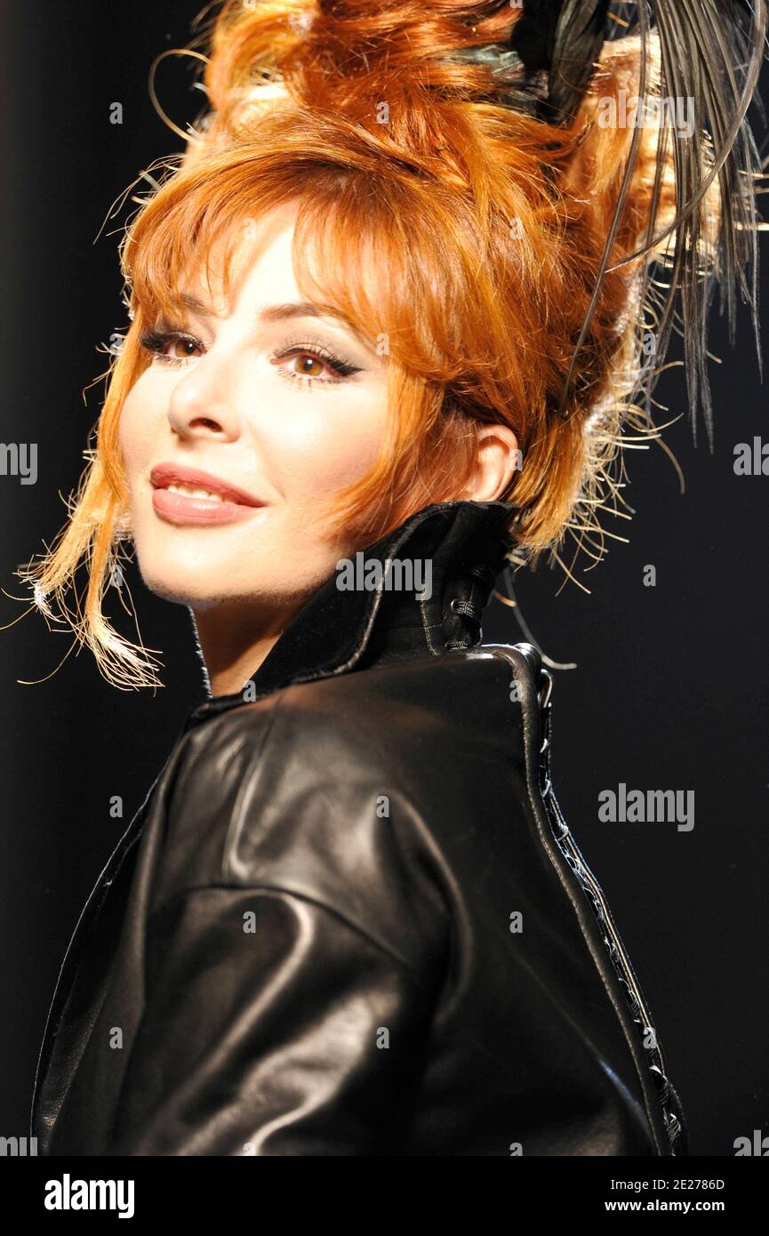 French singer Mylene Farmer wearing the bride dress during French ...