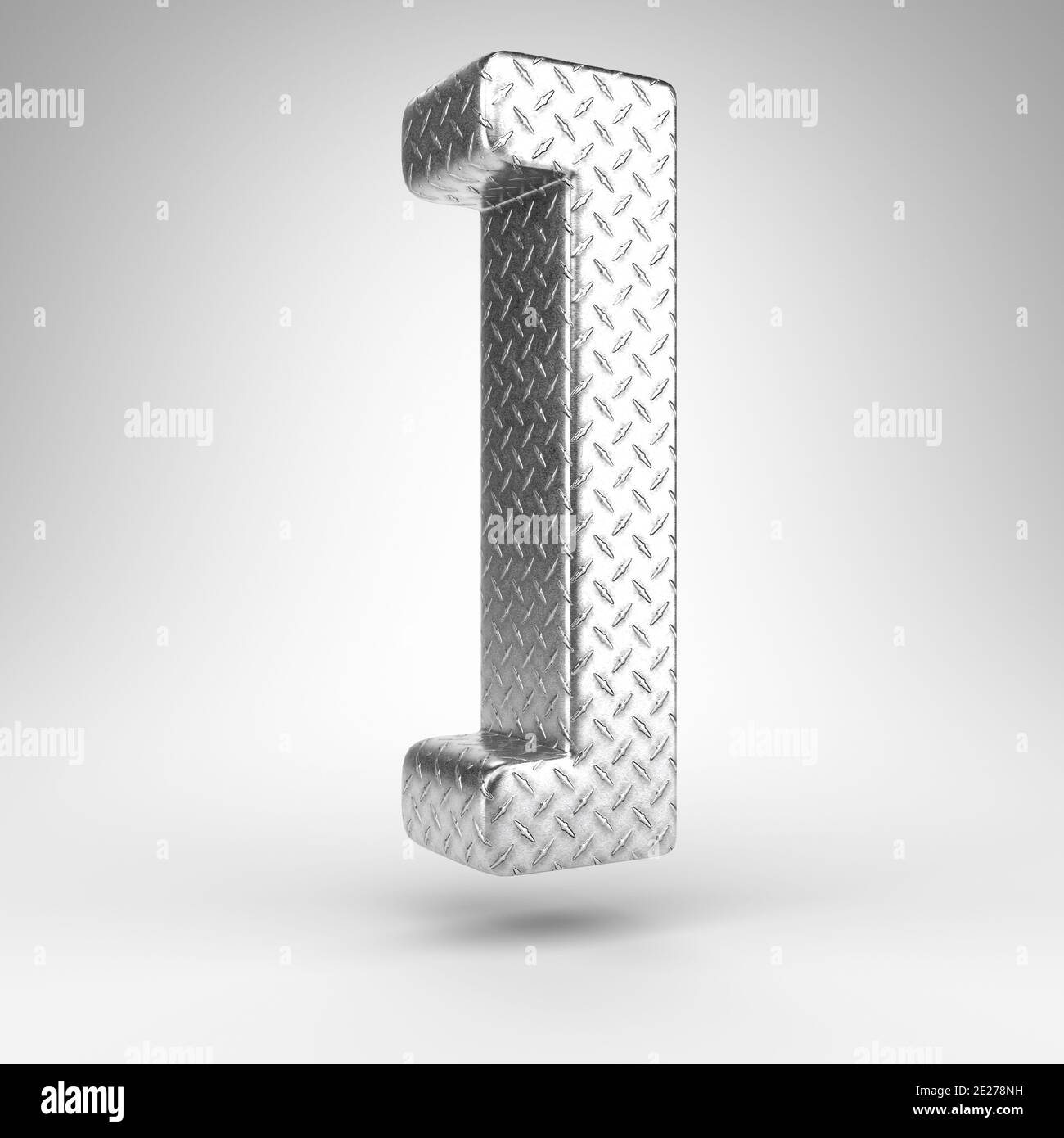 Right square bracket symbol on white background. Aluminium 3D rendered ...