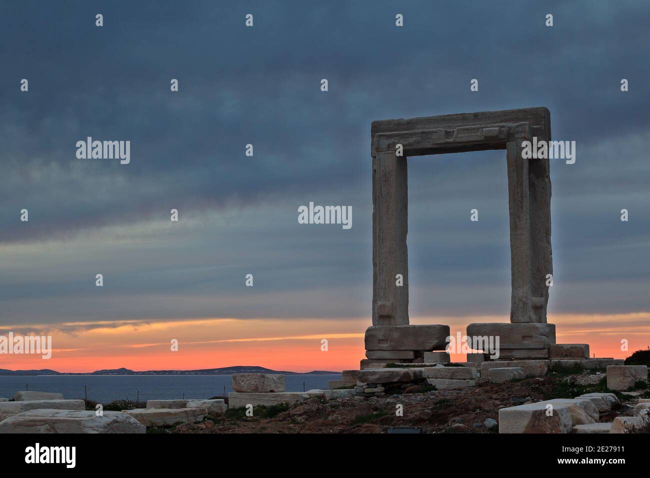 The Portara (temple of Apollo) in Naxos island, Cyclades islands ...
