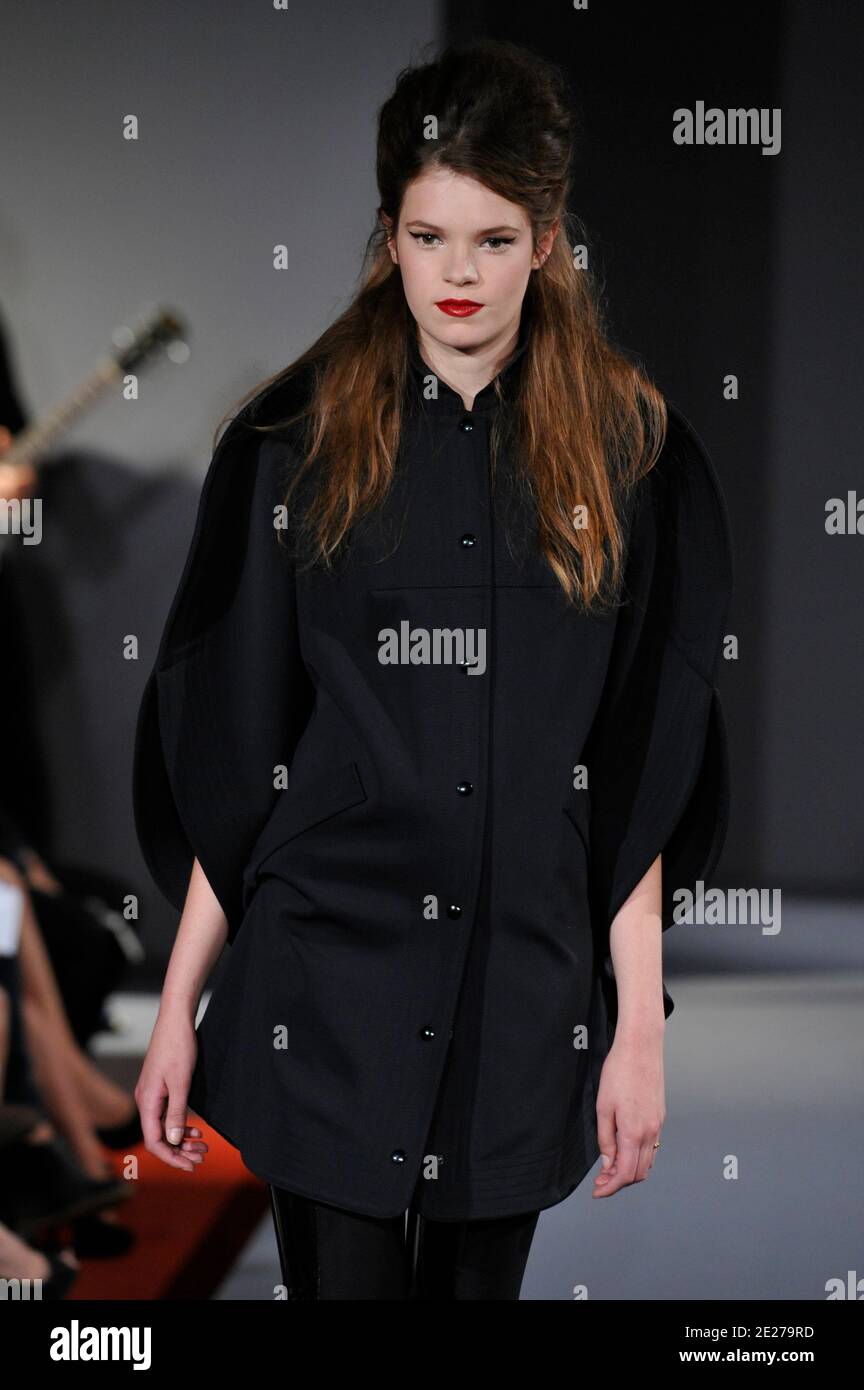 A model displays a creation by French designer Fabien Rozan during the ...