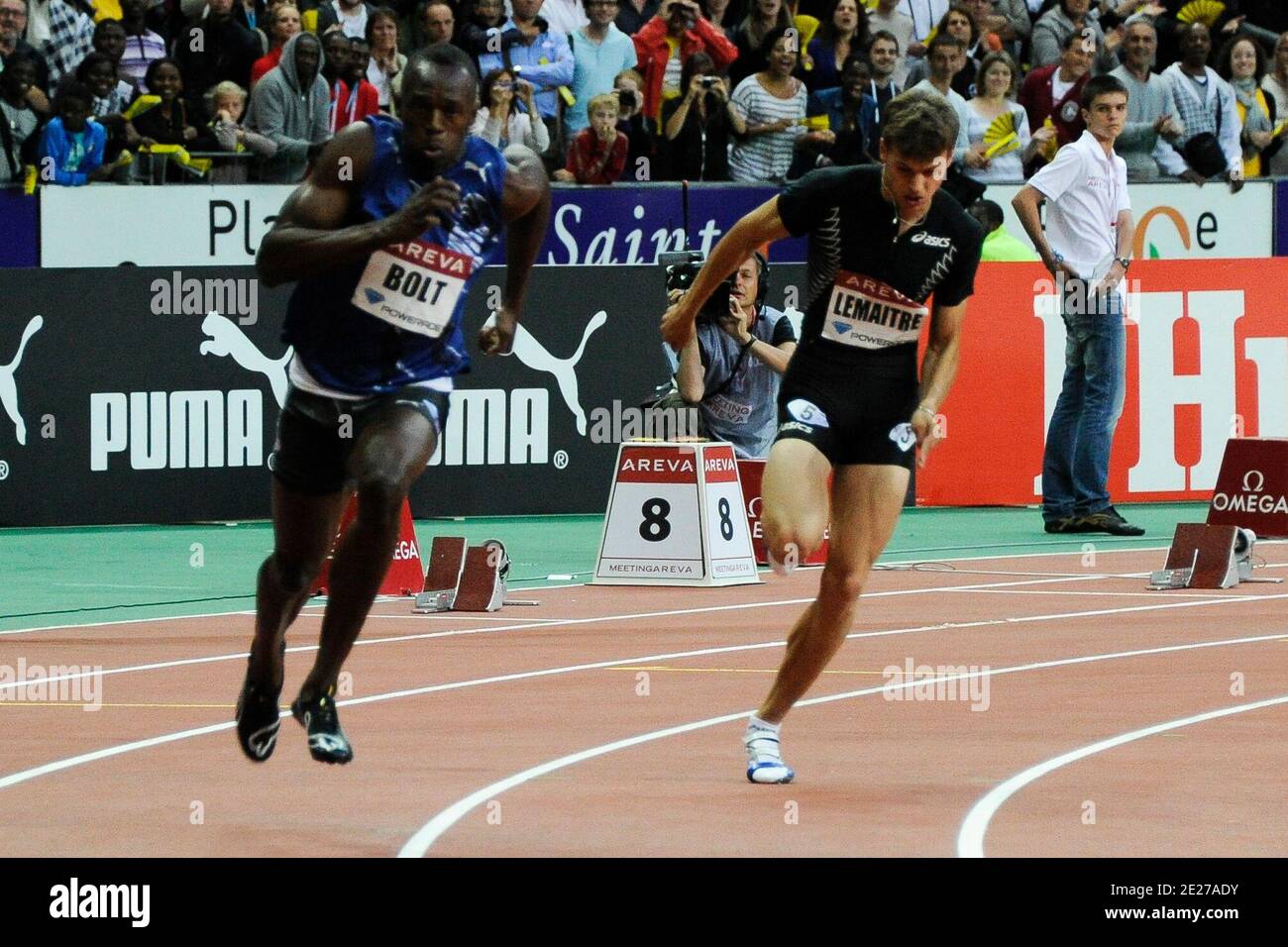 Jamaica's Usain Bolt beats France's Christophe Lemaitre in the 200 ...