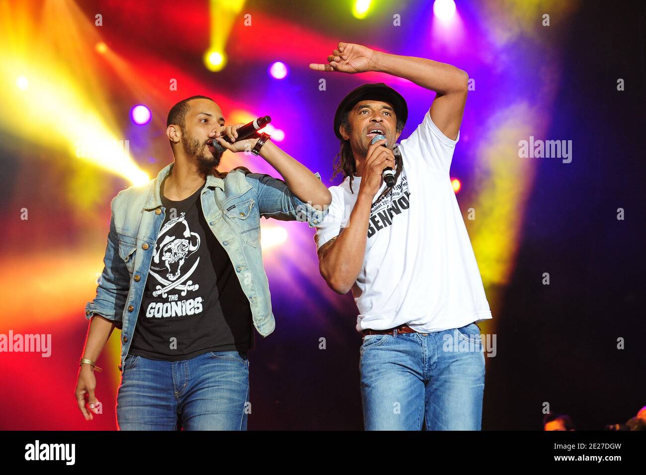Disiz la Peste and Yannick Noah performs in concert for 'SOS Racisme ...