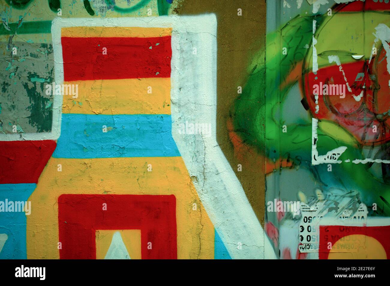 Colorful abstract geometric graffiti on a wall Stock Photo - Alamy