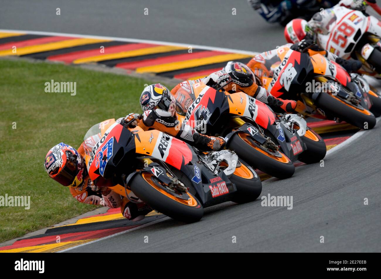 Australia's MotoGP rider Casey Stoner from Honda HRC during the Race of ...