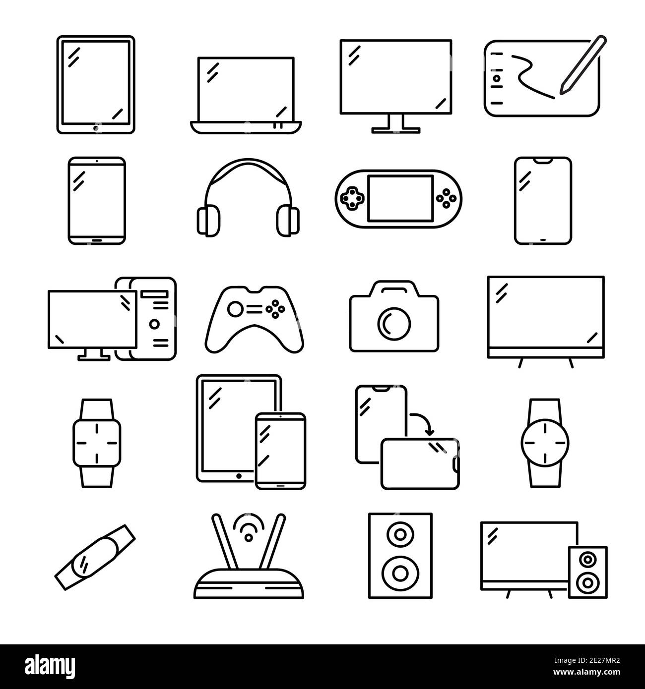Device and Electronics icons set. Isolated on white background. Simple ...