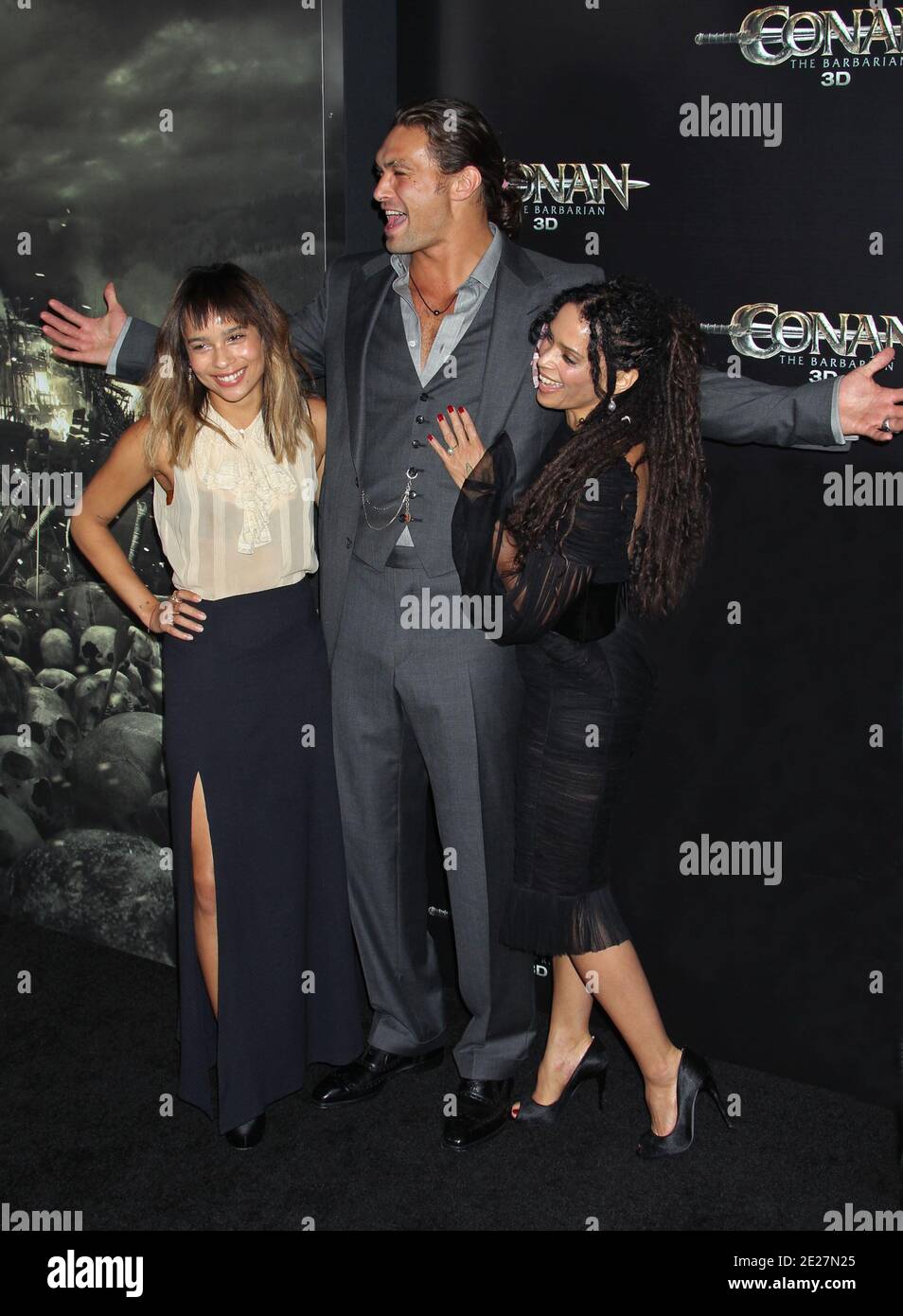 (L-R) Zoe Kravitz, Jason Momoa and Zoe's mother Lisa Bonet arriving for ...