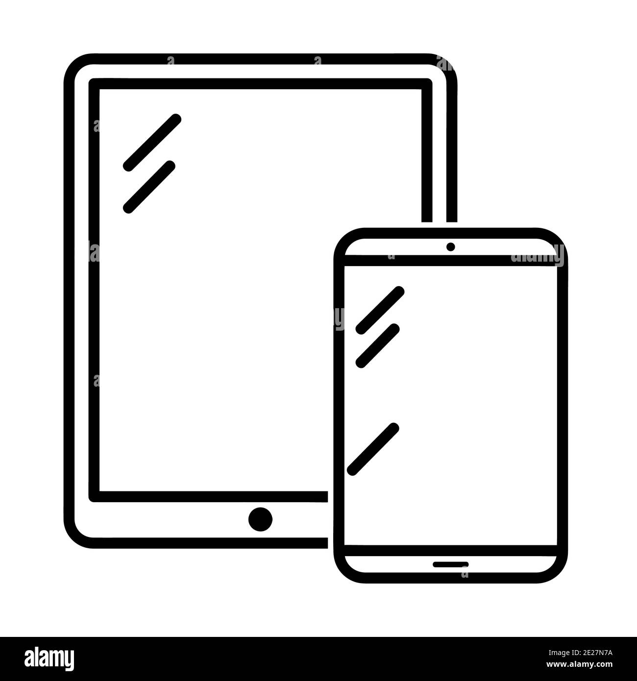 Tablet and smartphone devices icon. Isolated on white background ...