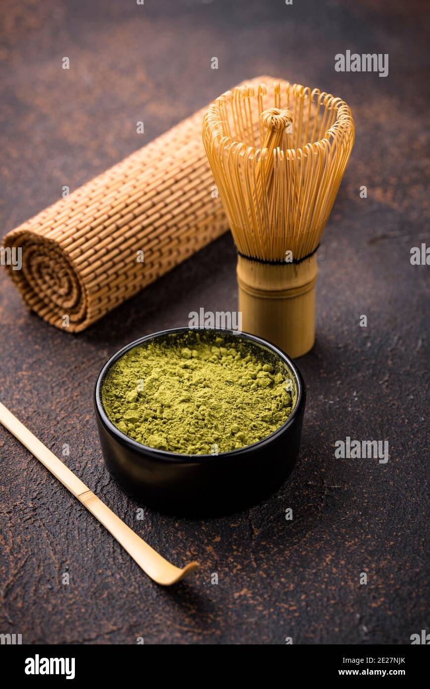 Japanese matcha green tea powder Stock Photo - Alamy