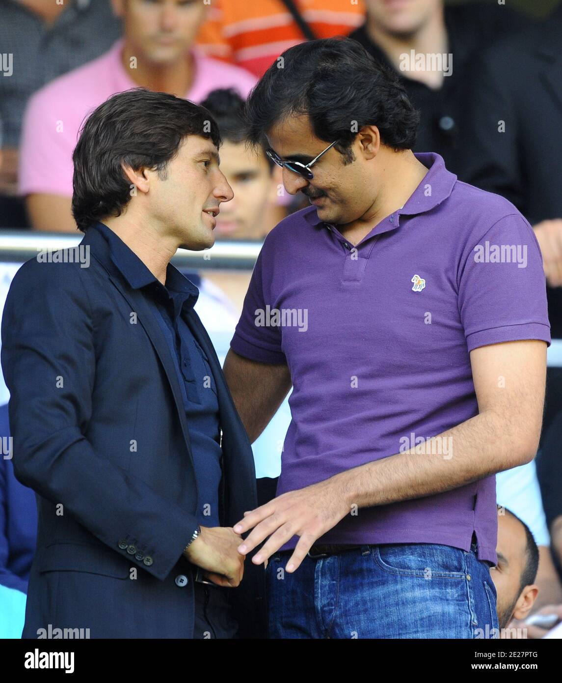 PSG' Sport Director Leonardo and PSG's owner Cheikh Tamim bin Hamad Al ...