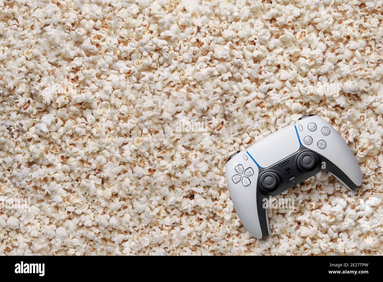 January 4, 2021, Odessa, Ukraine. White new Playstation 5 gamepad ...