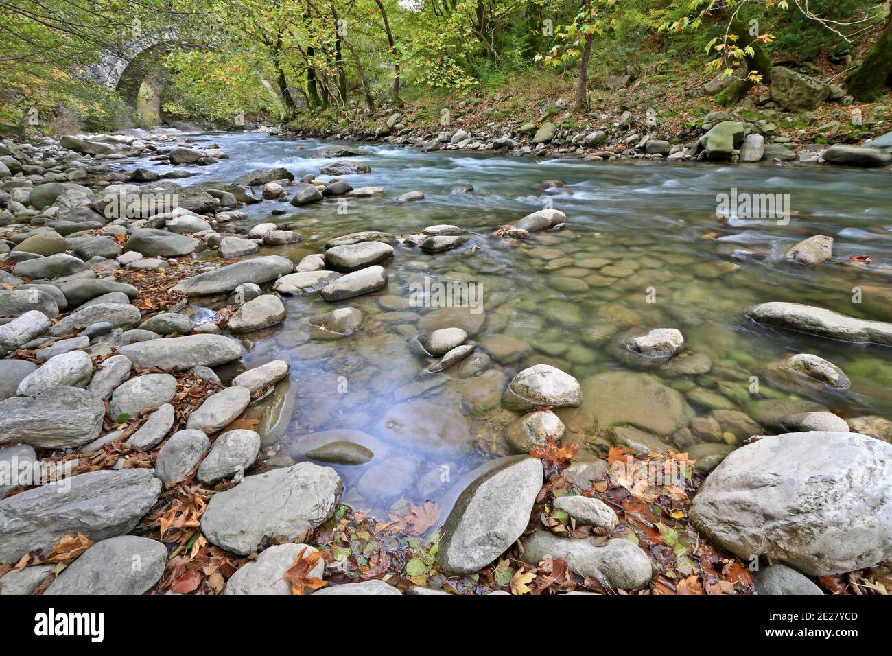 The stone bridge of Vigla or Balkan, between the villages of Votonosi ...