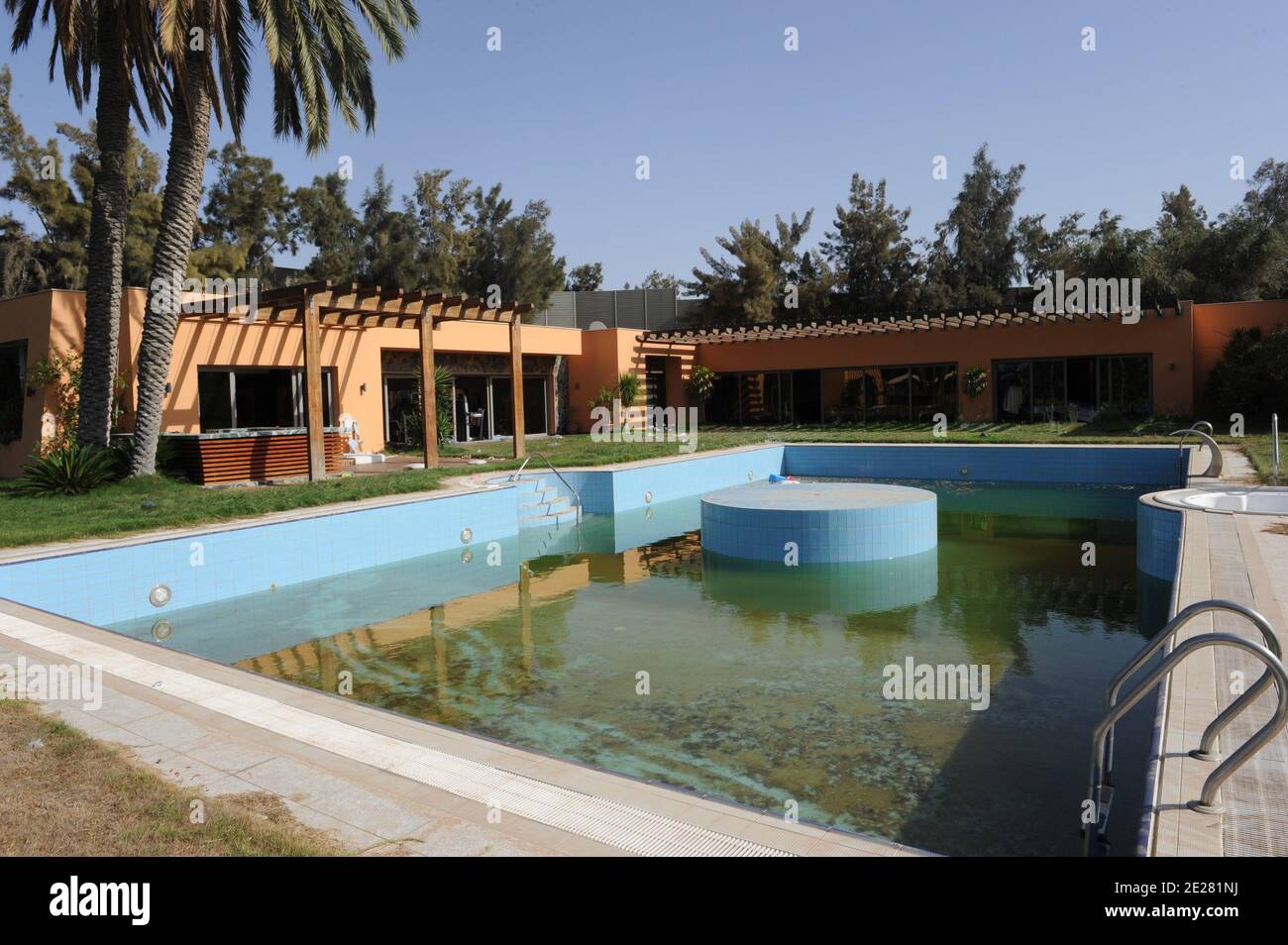 Libyan leader Muammar Gaddafi's son Muatasim's house, with an ...