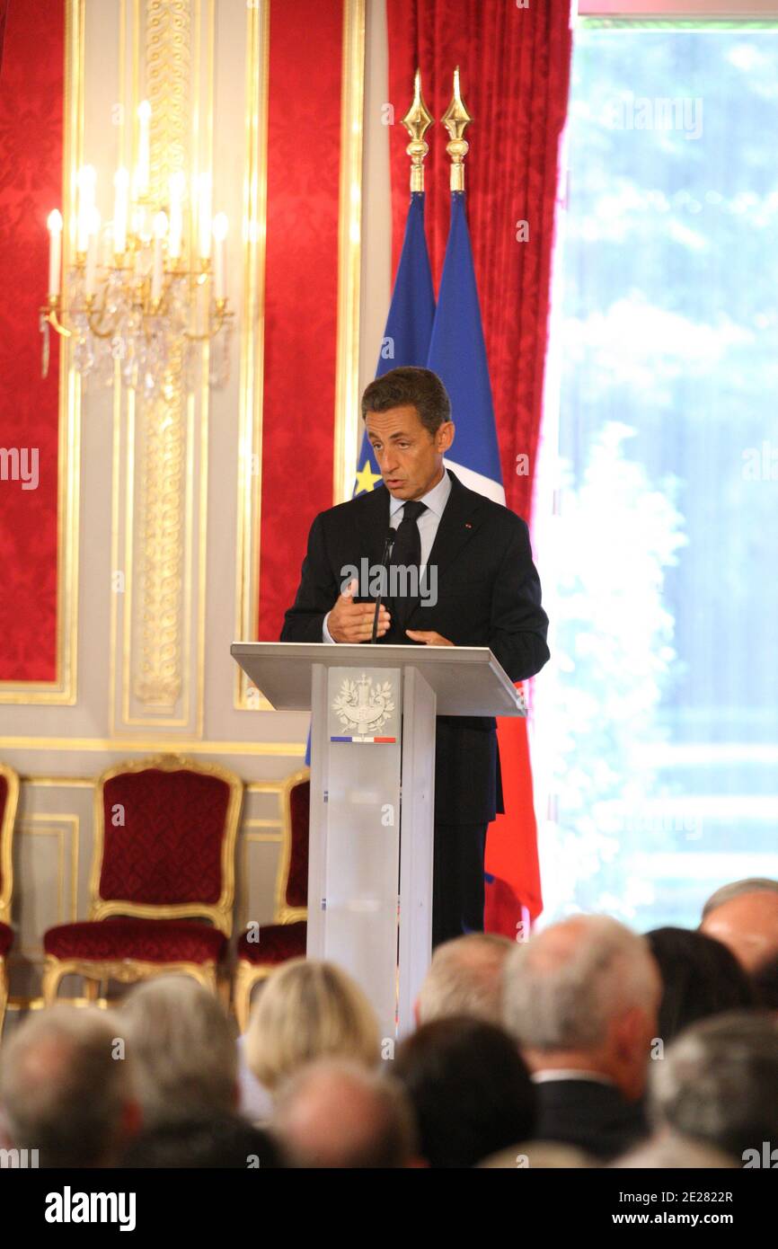 French President Nicolas Sarkozy delivers a speech during the 19th ...