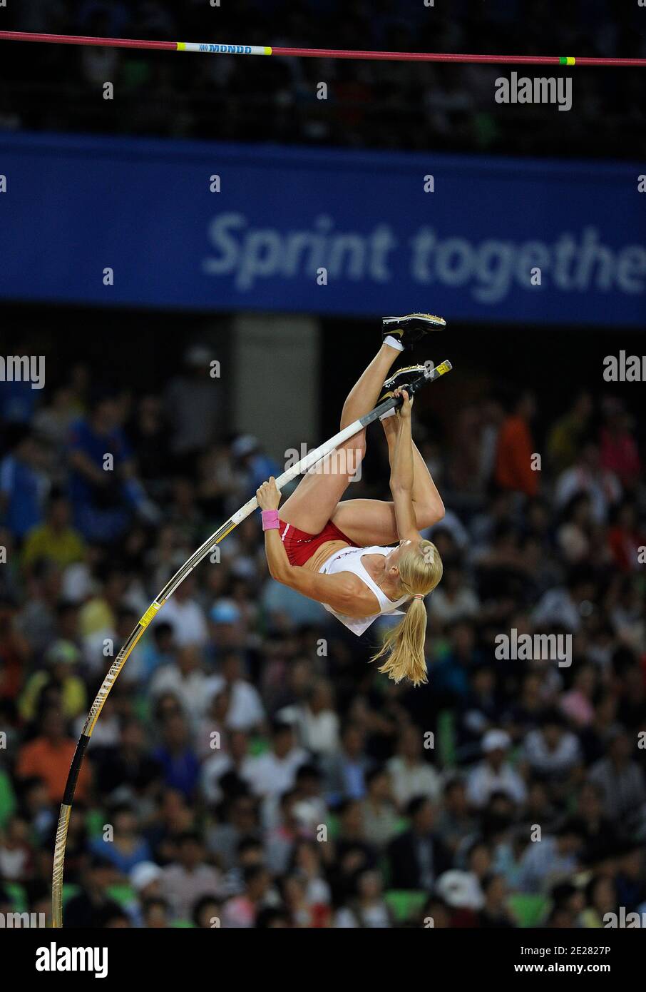 Anna Rogowska from Poland competes in the women's pole vault final ...