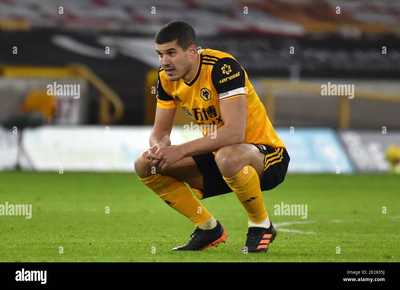 Wolverhampton Wanderers' Conor Coady reacts during the Premier League ...