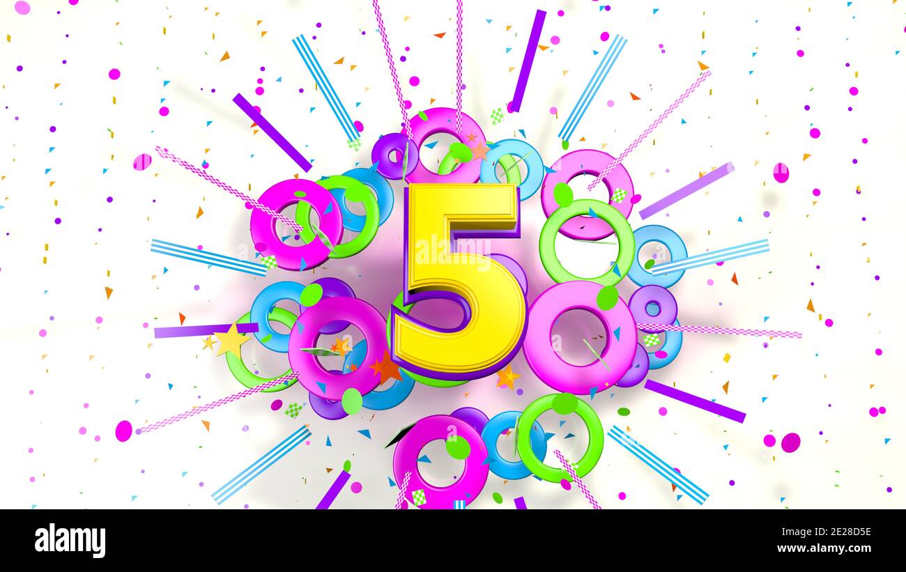 Number 5 for promotion, birthday or anniversary on an explosion of ...
