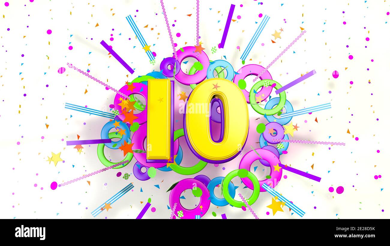 Number 10 for promotion, birthday or anniversary on an explosion of ...