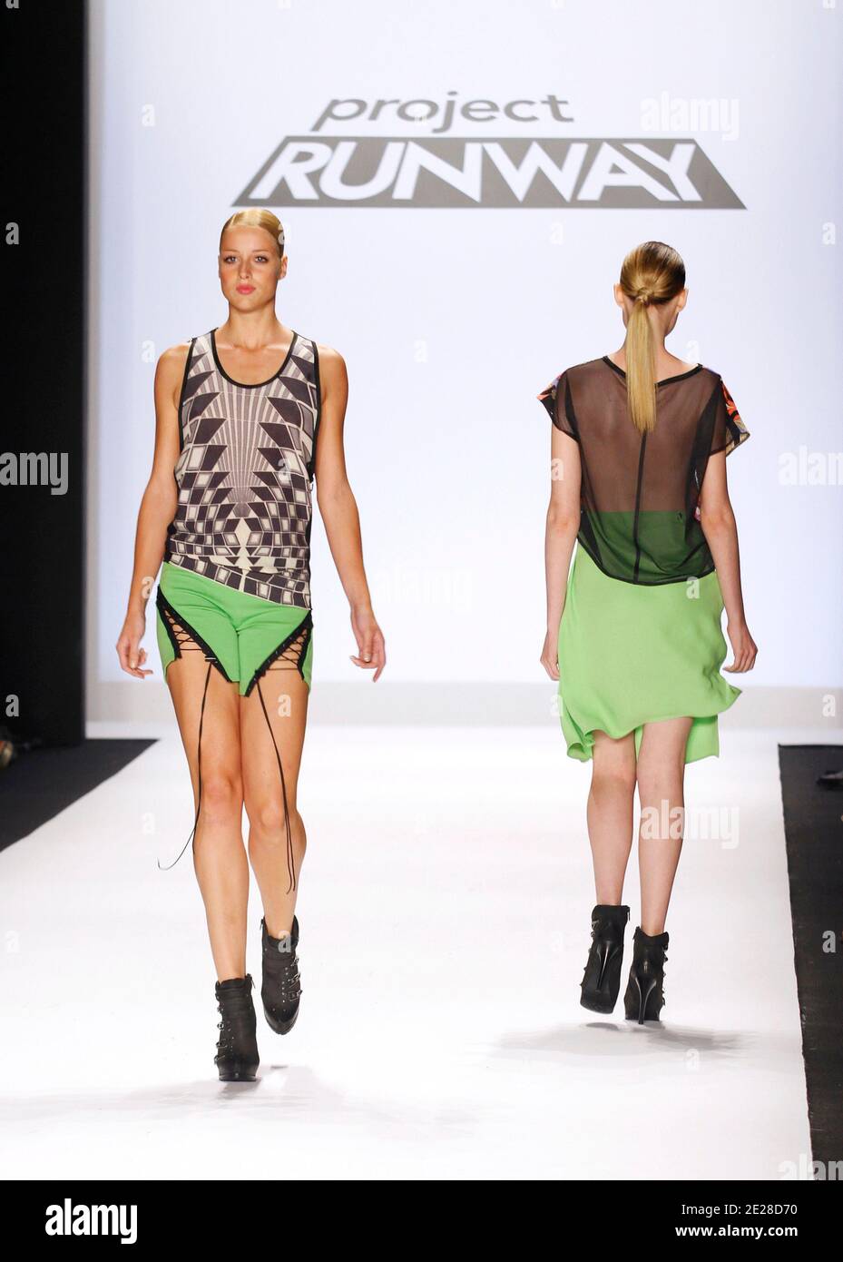 Models present the Joshua McKinley collection during the Project Runway ...