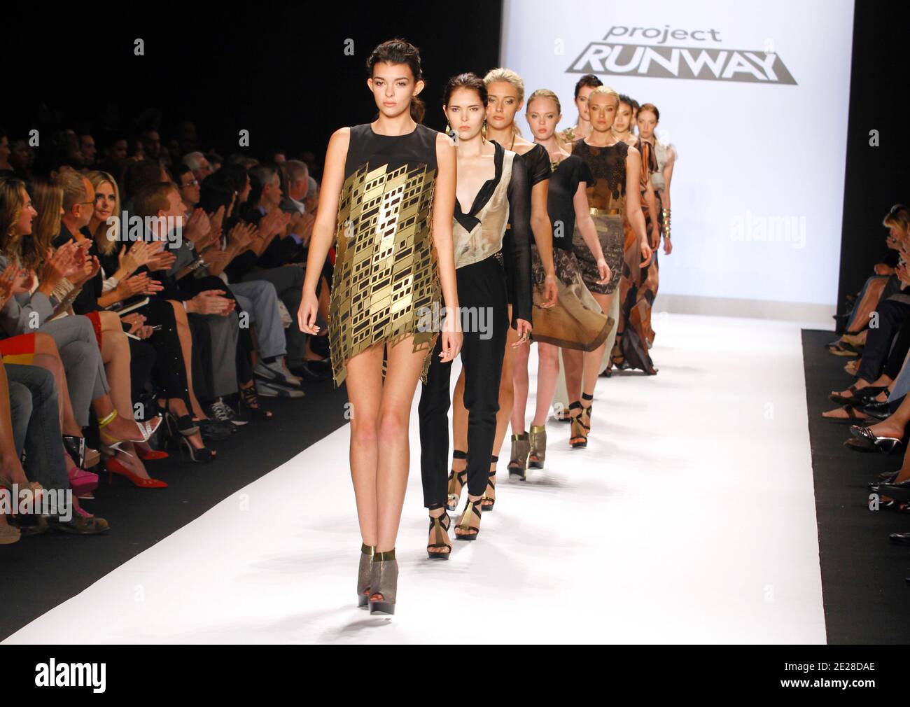 Models present the Laura Kathleen collection during the Project Runway ...