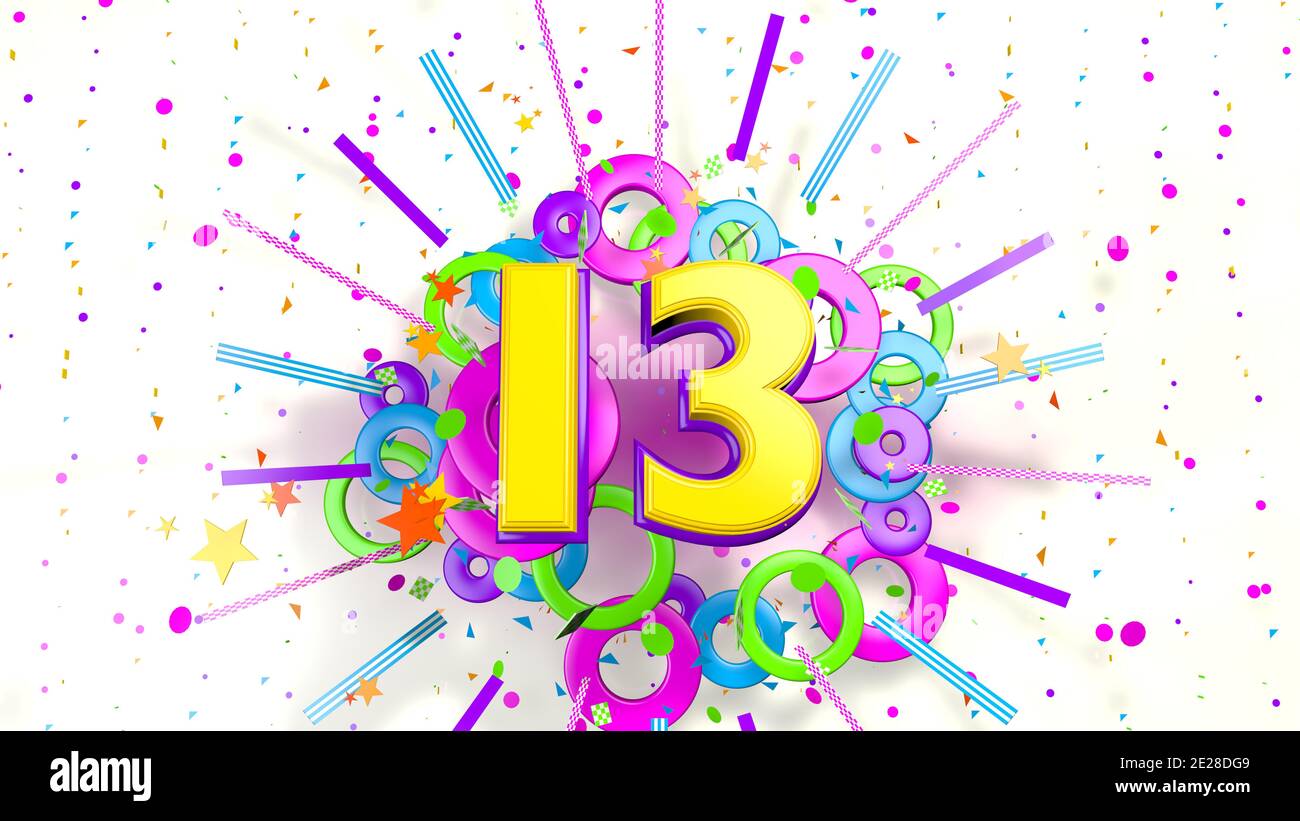 Number 13 for promotion, birthday or anniversary on an explosion of ...