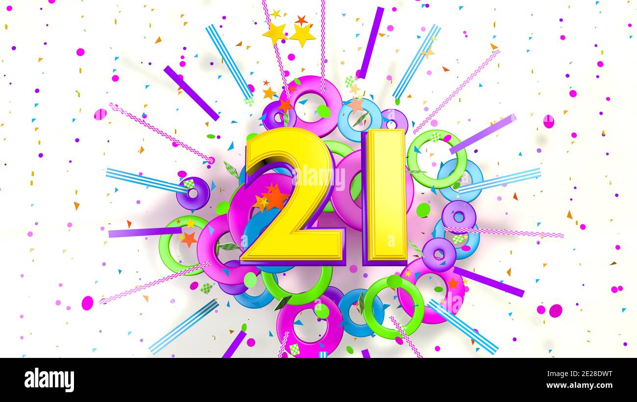 Number 21 for promotion, birthday or anniversary on an explosion of ...