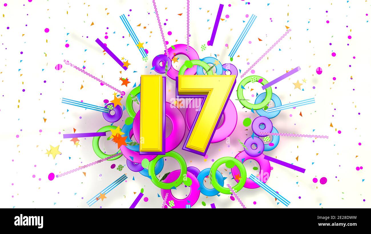 Number 17 for promotion, birthday or anniversary on an explosion of ...