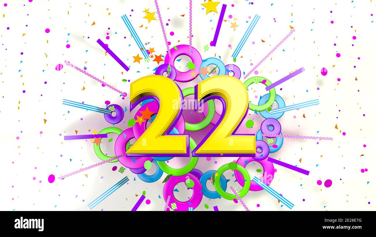 Number 22 for promotion, birthday or anniversary on an explosion of ...