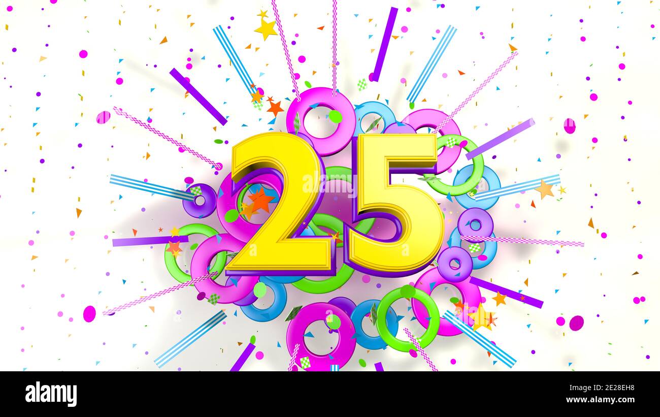 Number 25 for promotion, birthday or anniversary on an explosion of ...