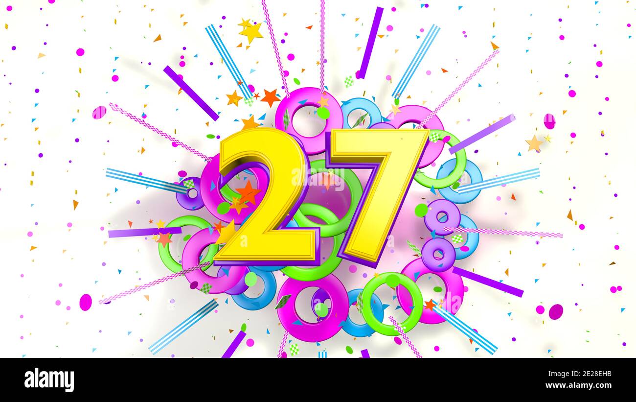 Number 27 for promotion, birthday or anniversary on an explosion of ...