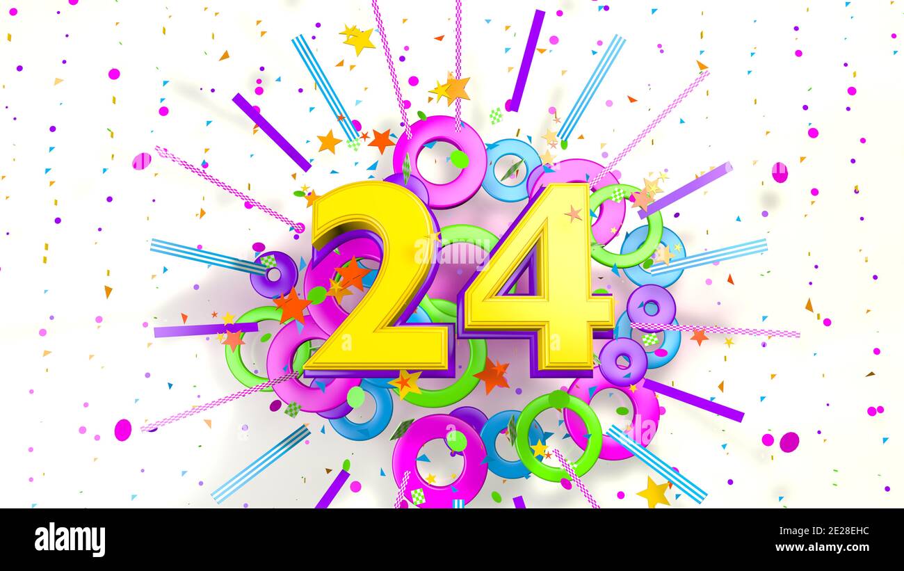 Number 24 for promotion, birthday or anniversary on an explosion of ...