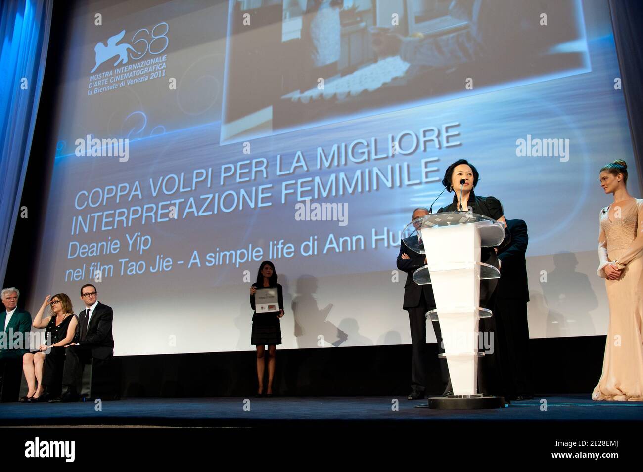 Actress Deanie Yip of the film 'A Simple Life' poses with the Coppa ...