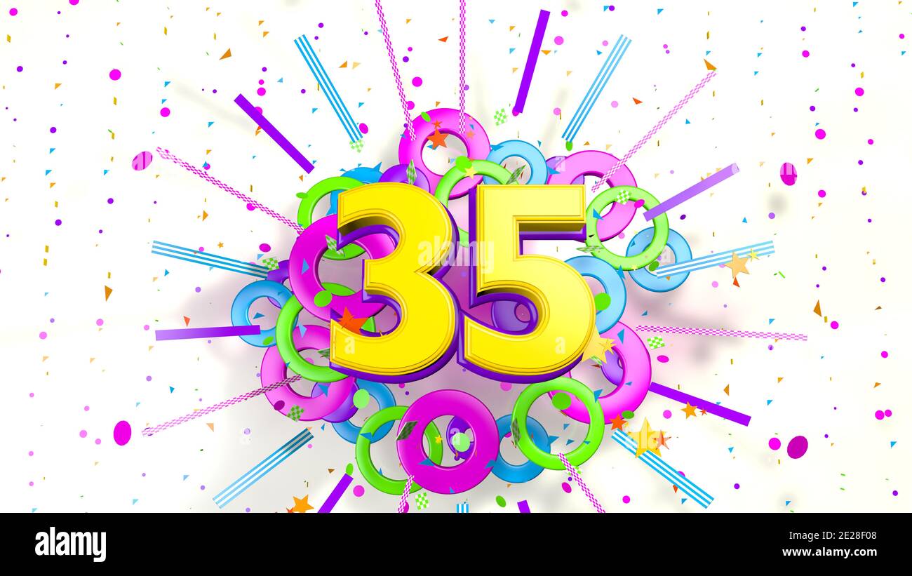 Number 35 for promotion, birthday or anniversary on an explosion of ...