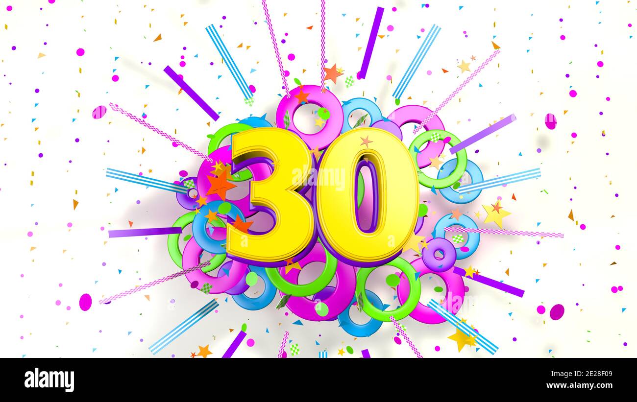 Number 30 for promotion, birthday or anniversary on an explosion of ...